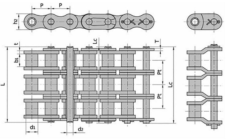 Dreifach-Rollenkette Triplex - europäische Bauart B3 Standard | Denecke + Leuzinger